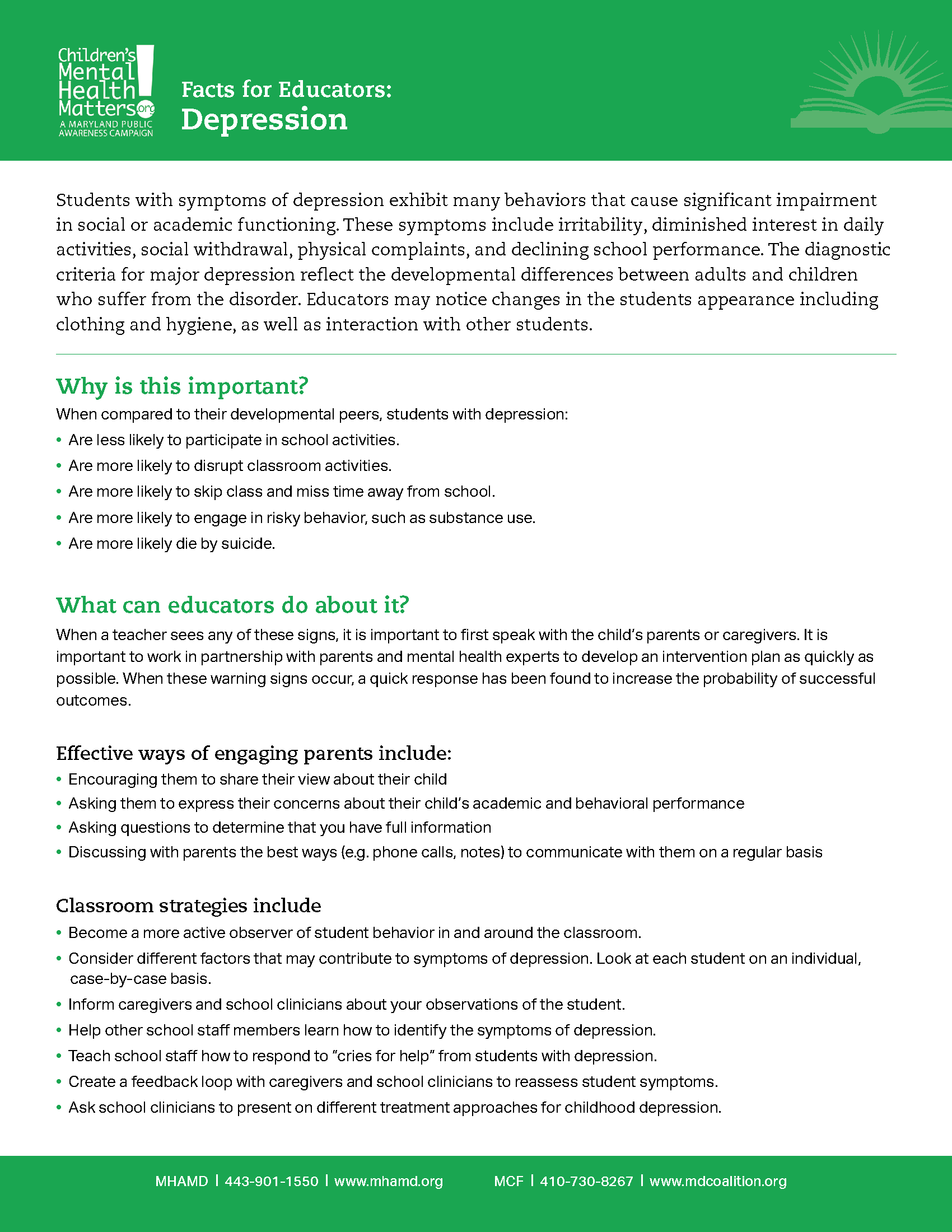 Depression - Children's Mental Health Matters