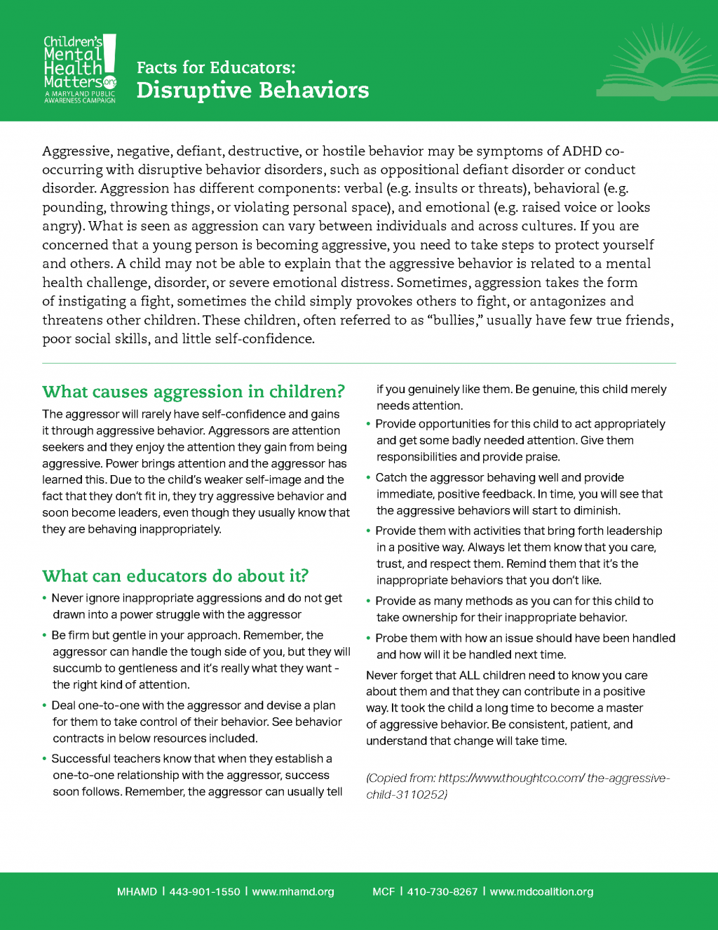 Disruptive Behaviors - Children's Mental Health Matters